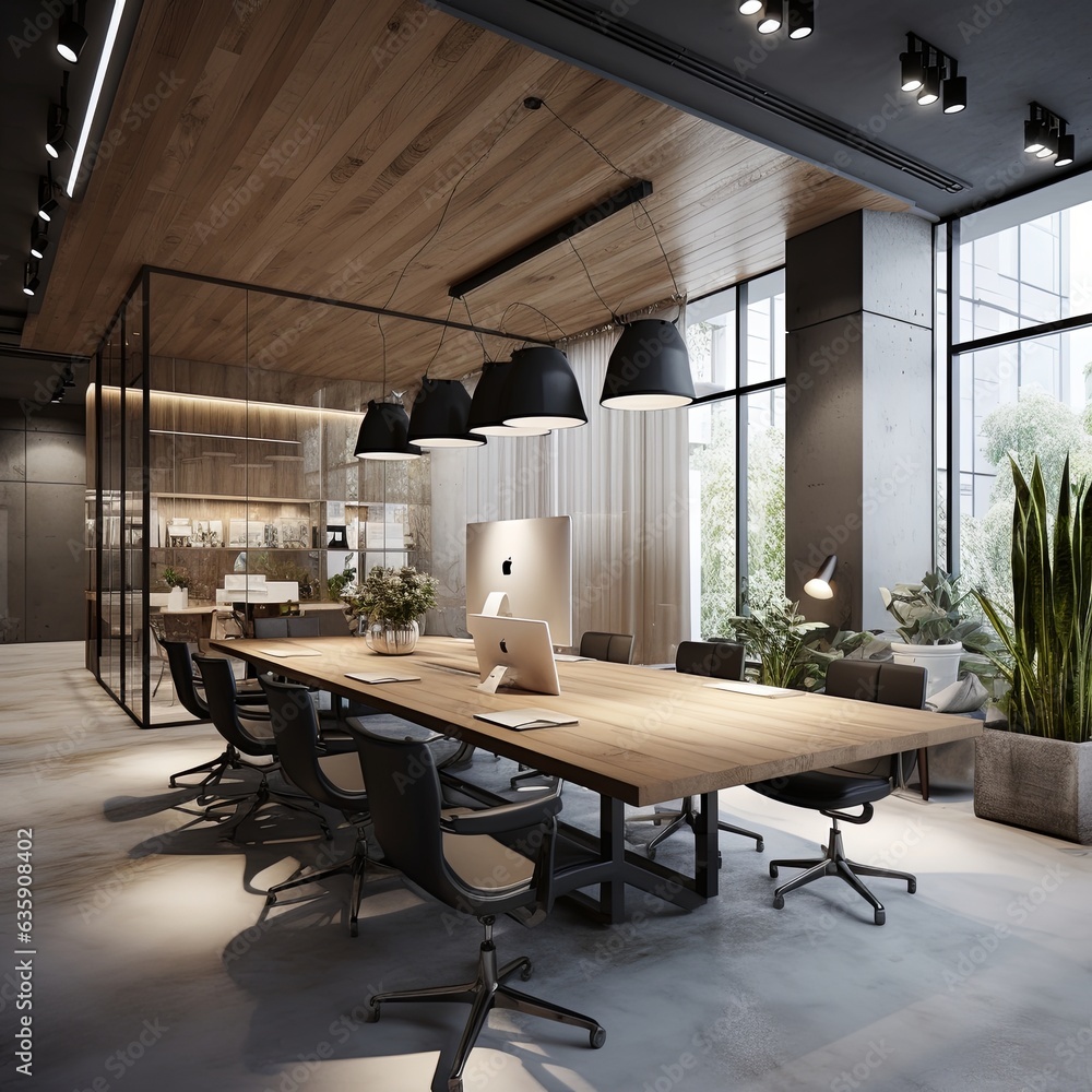 Beautiful interior comercial space modern corporate office working ...