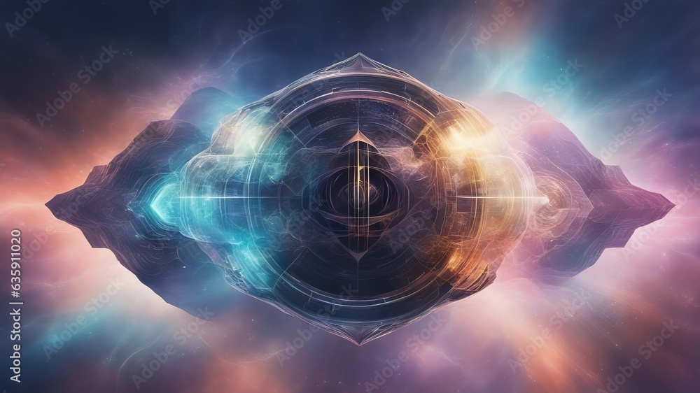 Abstract art concept, atomic cyber nucleus with large potential energy ...