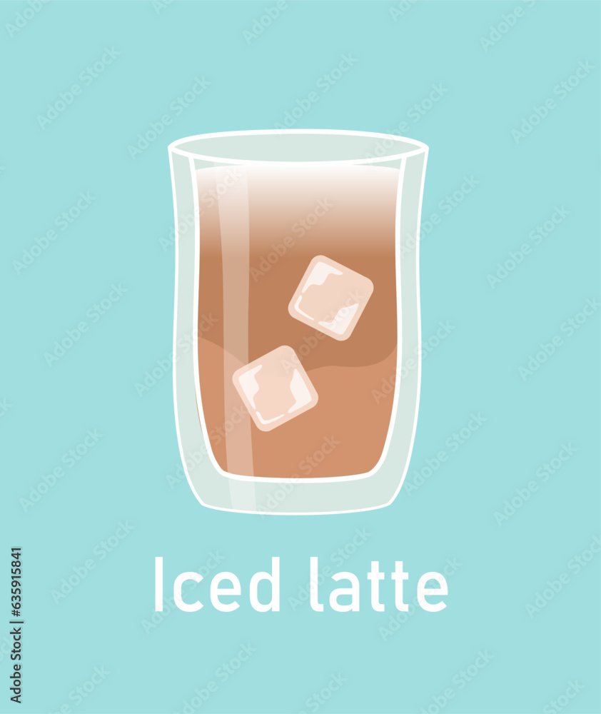 Vecteur Stock Iced latte sticker concept. Tea or coffee. Coffee shop or ...