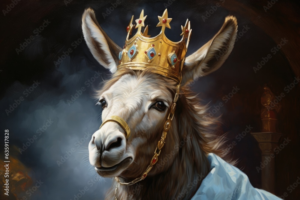 3D portrait, Animal, Donkey, Crown, Dressed, Ruler, King, Prince ...