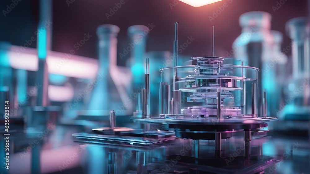 High-Tech chemical laboratory concept in which the device is built from ...