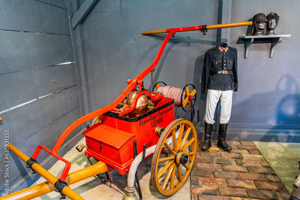 Old fire pumps in the Open Air mmuseum in Lehde, UNESCO Biosphere ...