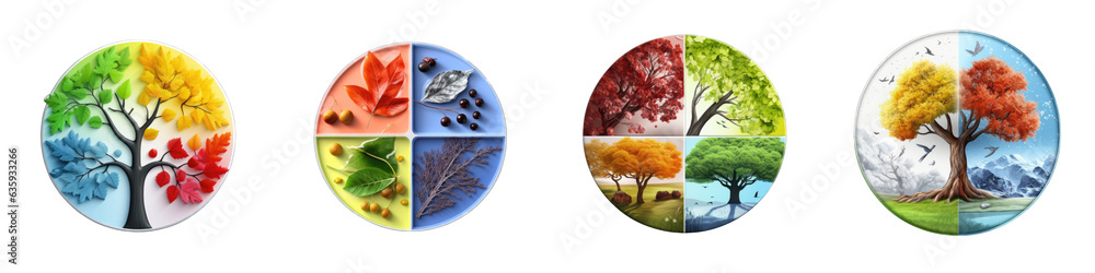 Four Seasons clipart collection, vector, icons isolated on transparent ...