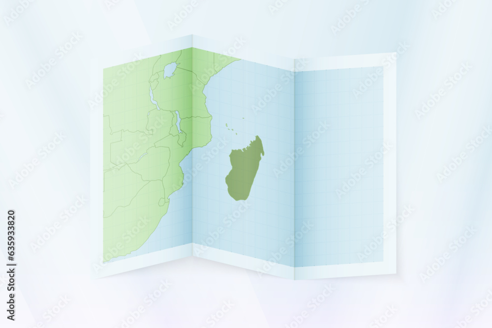Madagascar map, folded paper with Madagascar map. Stock Vector | Adobe ...