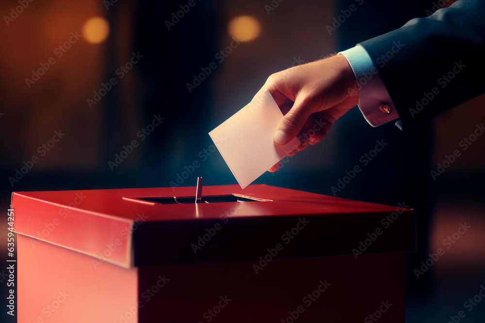 Presidential Elections. Throwing the ballot into the box. Big politics ...