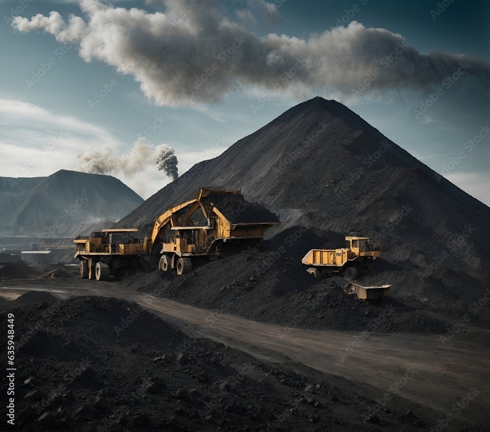 Coal and mineral extraction process from mines with many heavy trucks ...