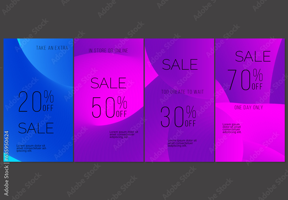 Social Media Post Layout with Bright Fluid Gradient Shapes Stock ...