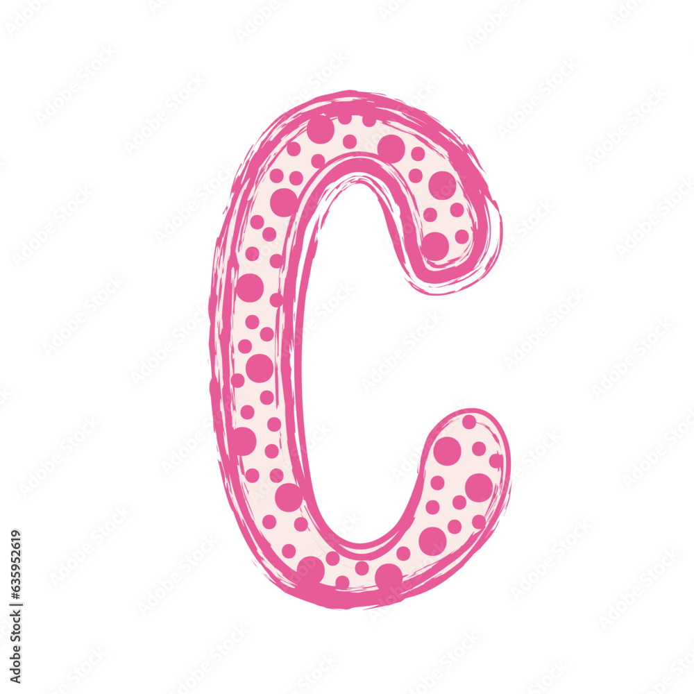 Pencil sketch doodle colored letter C. Vector illustration of single ...