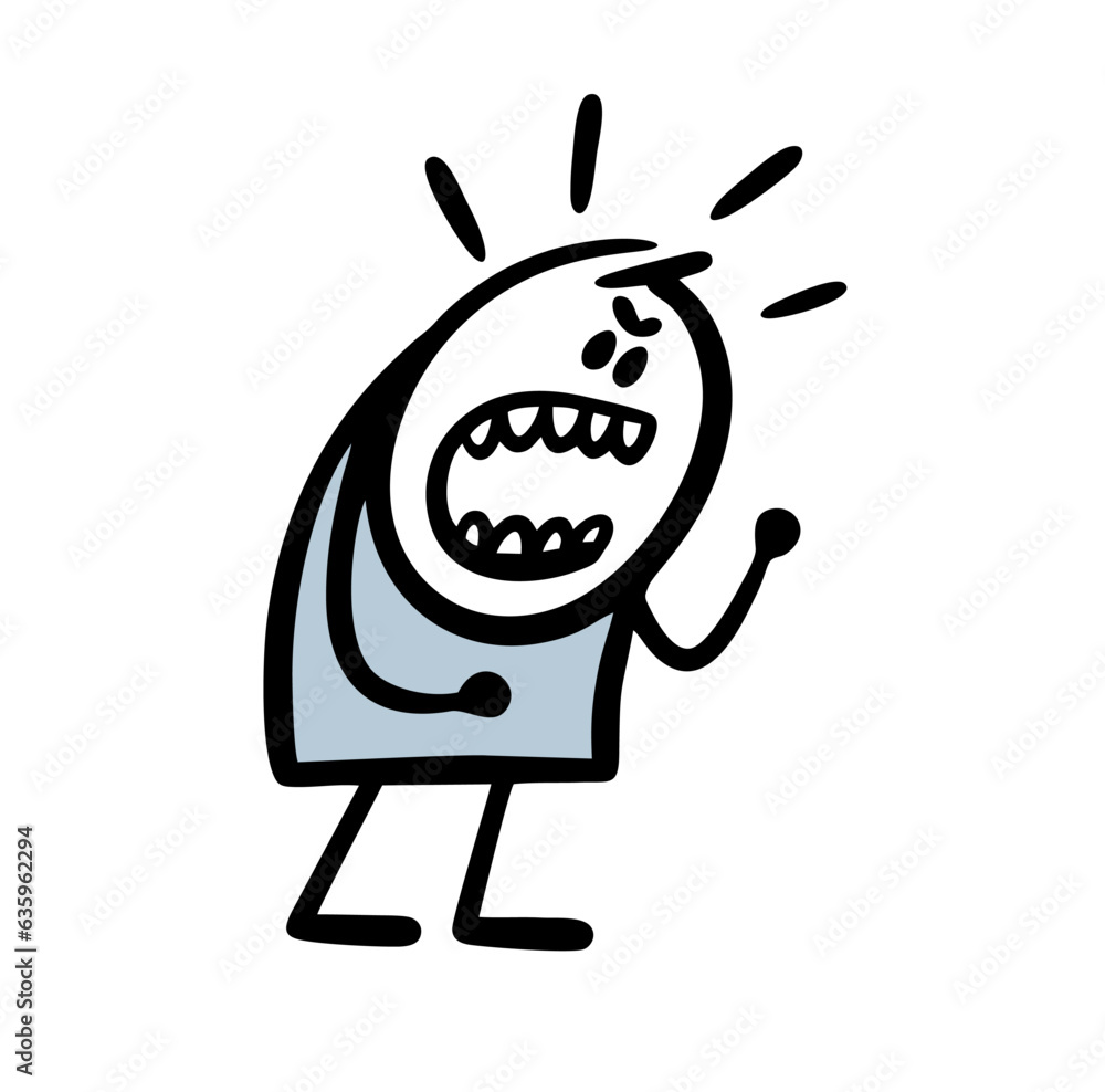 Vetor do Stock: Doodle hand drawn very angry and rude stickman swears ...