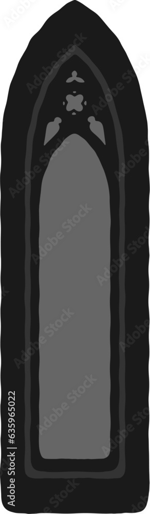 Gothic lancet window with small tracery stylized drawing. Architectural ...