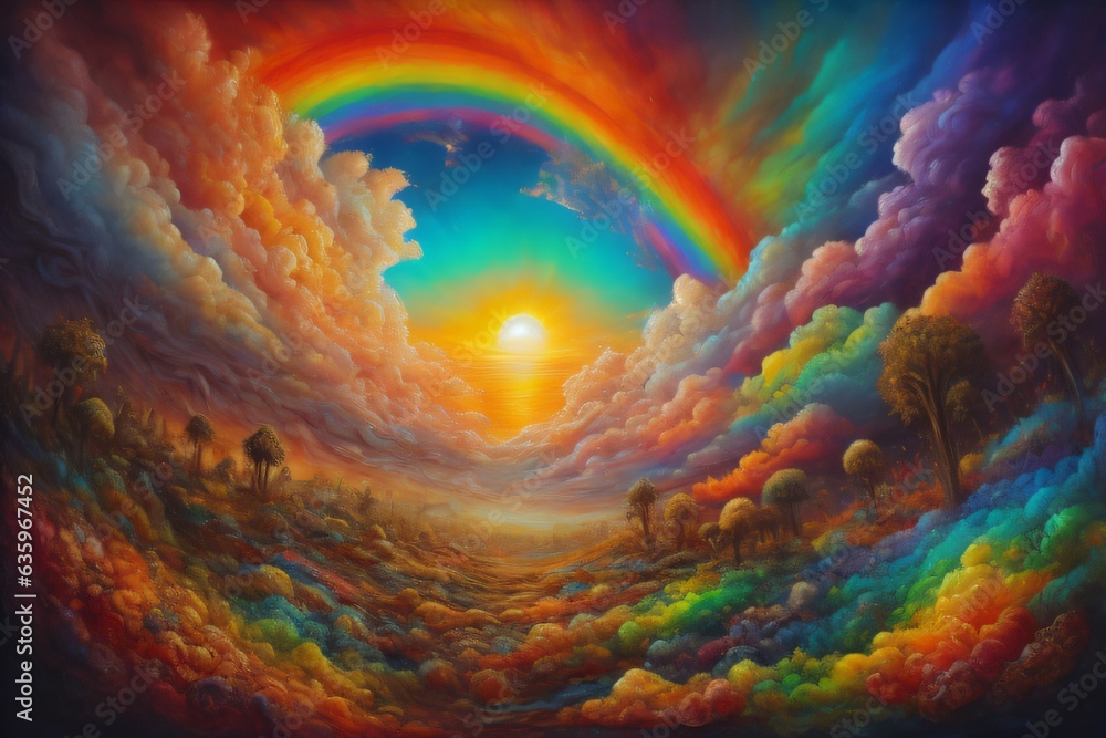 surreal sunset or sunrise expressed through the abstract interplay of ...