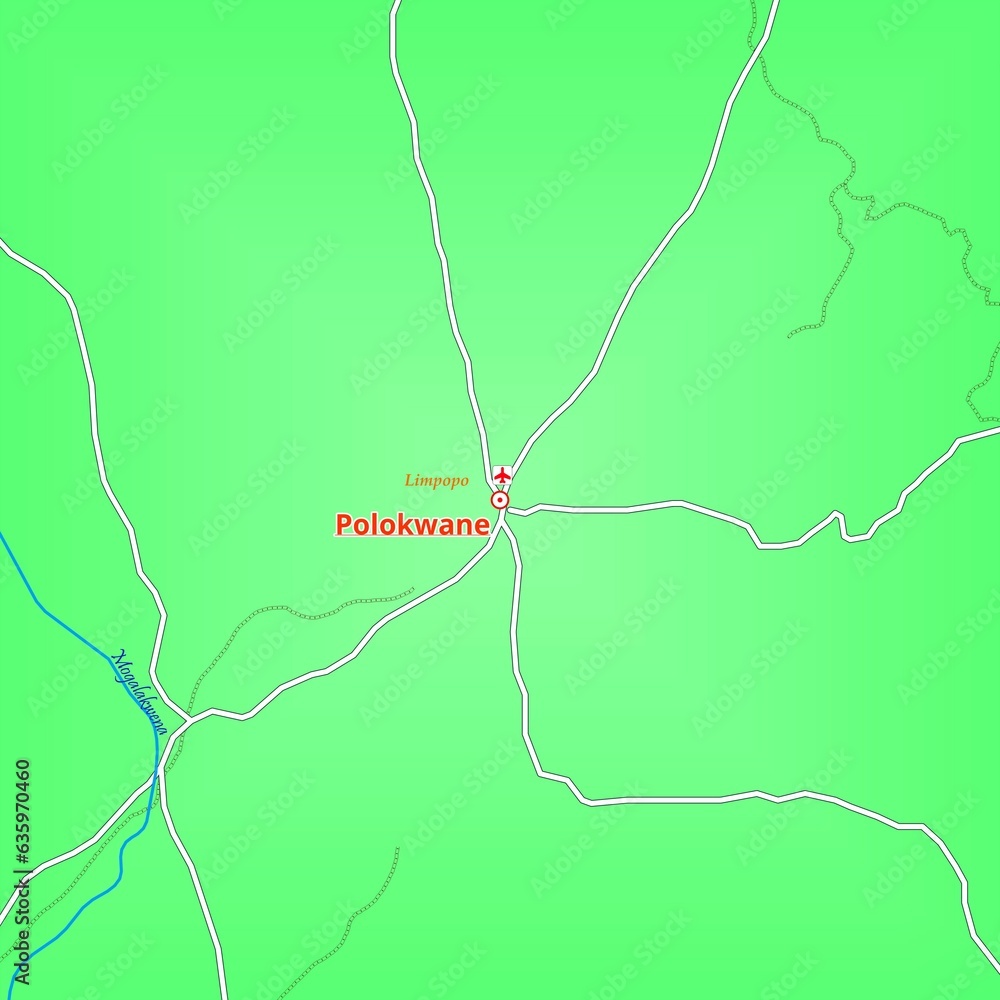Map of Polokwane City in South Africa Stock Illustration | Adobe Stock