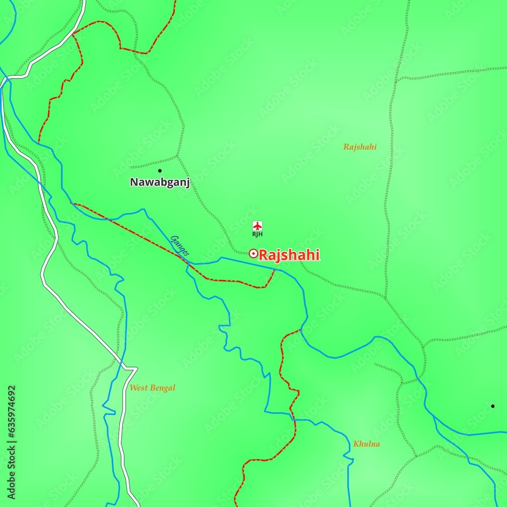 Illustrated Map of Rajshahi City in Bangladesh Stock Illustration ...