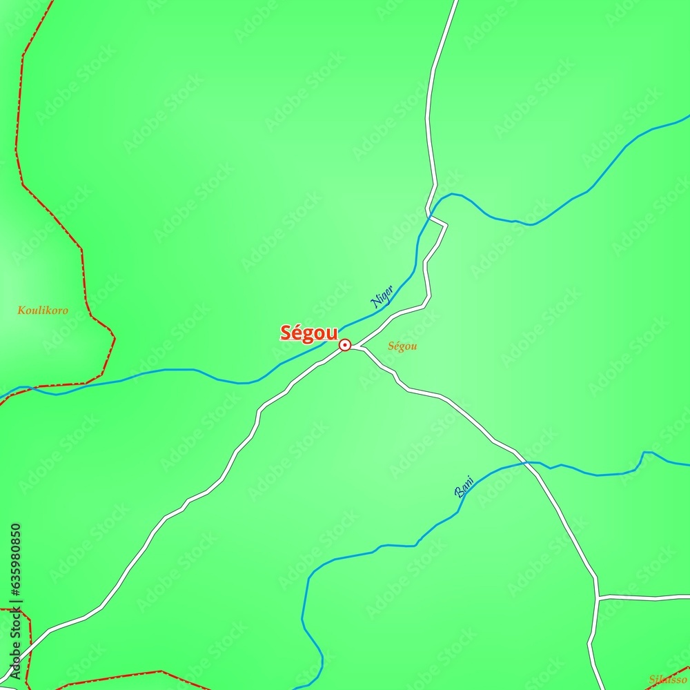 Illustrated Map of Ségou City in Mali Stock Illustration | Adobe Stock