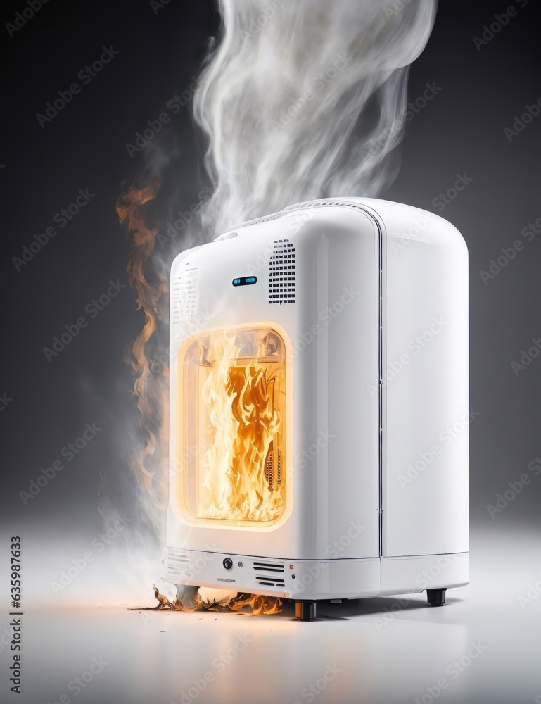 dehumidifier fire and burn hazards isolated white background Stock ... dehumidifier fire and burn hazards isolated white background Stock ...