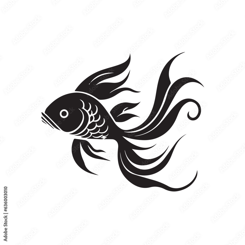 Goldfish in cartoon, doodle style. 2d vector illustration in logo, icon ...