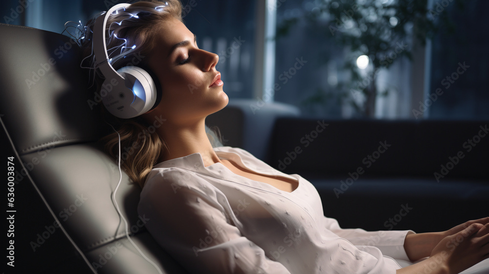 Brain Stimulation A Patient Undergoing Non Invasive Brain Stimulation Therapy Highlighting The