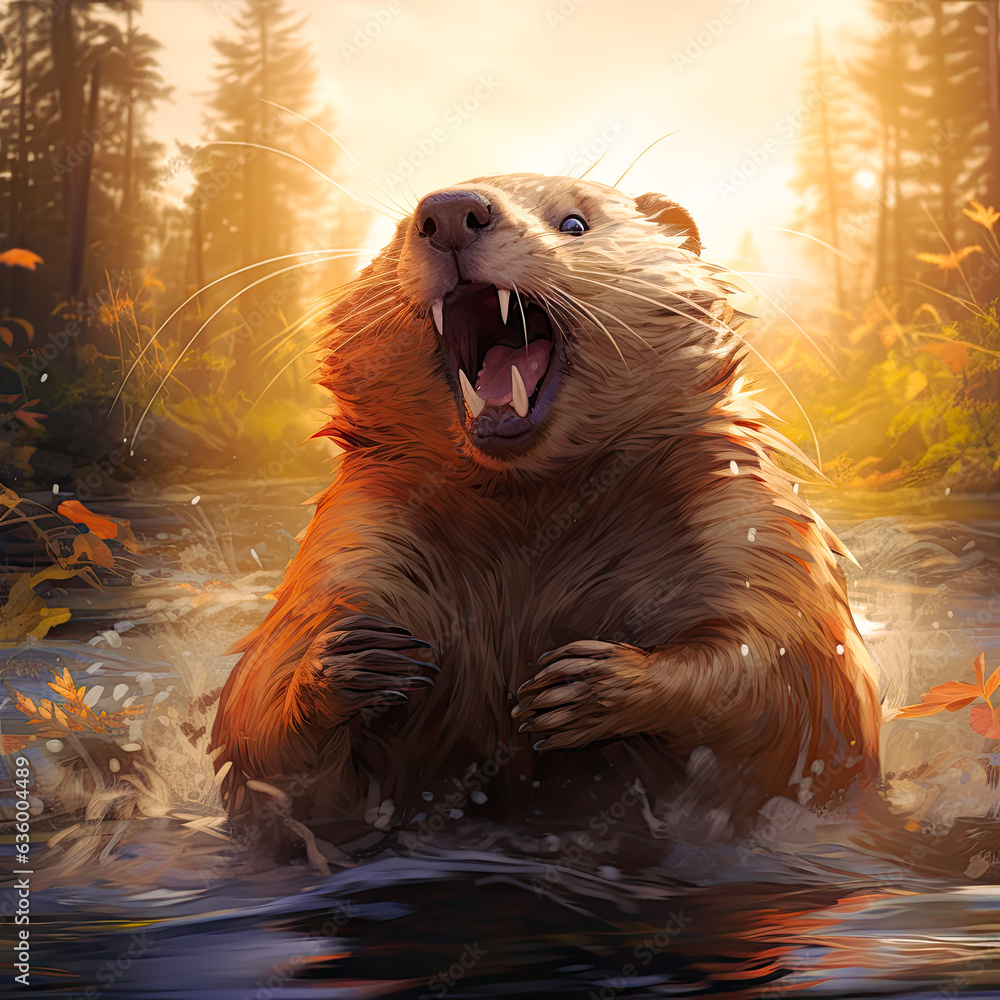 cute illustration of a beaver generated with AI Stock Illustration ...