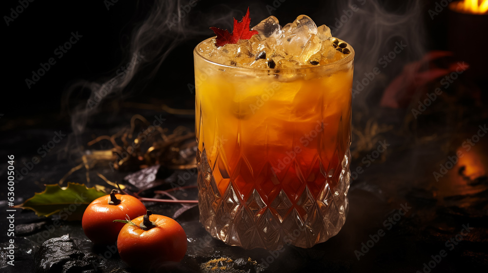 Halloween cocktail, with vodka. Halloween Bloody Mary in a fancy ...