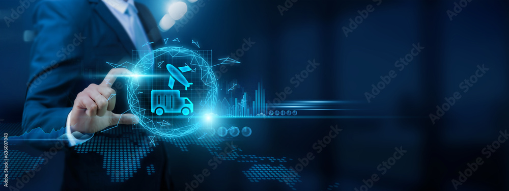 Transportation executive examine transportation data charts, optimize ...