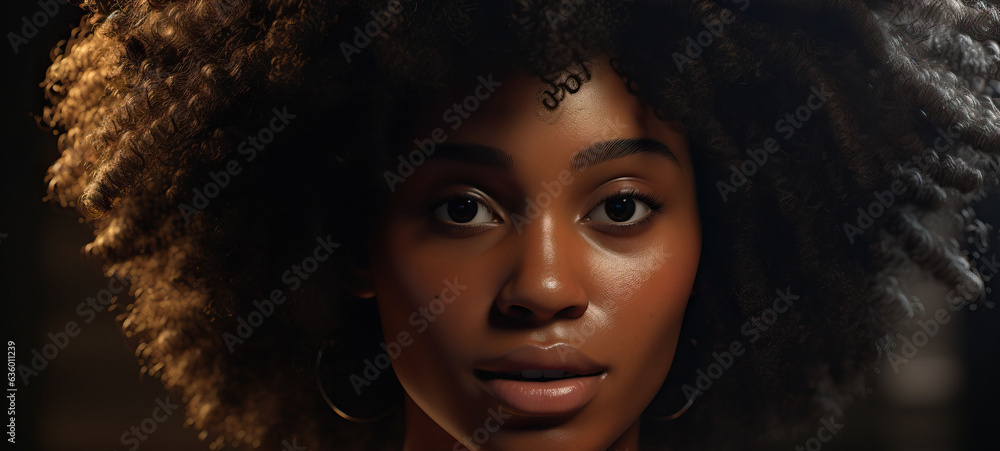 African American model with large afro hair. Concept of Natural beauty ...
