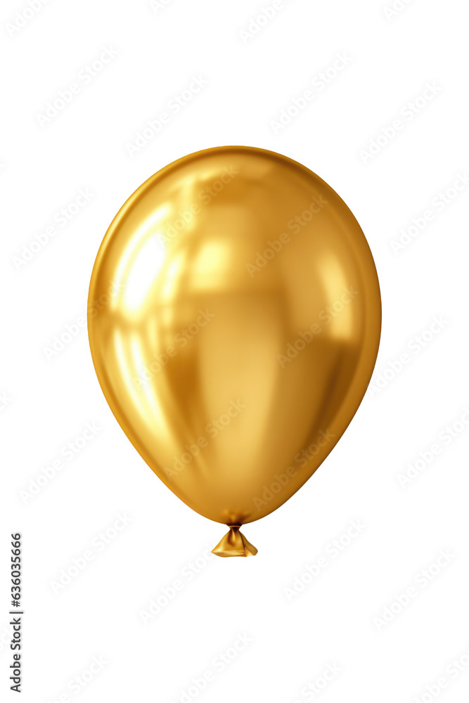 Gold metallic balloon isolated on transparent background. Generative ai ...