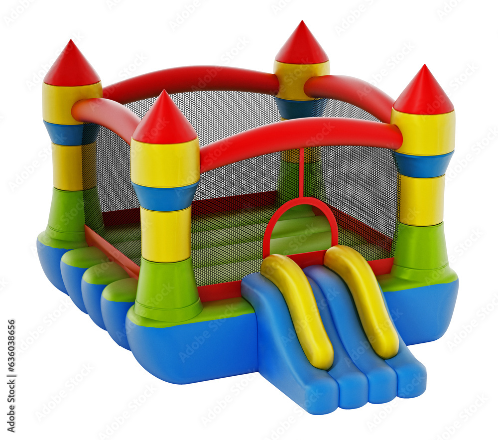 Bounce house isolated on transparent background. 3D illustration Stock ...