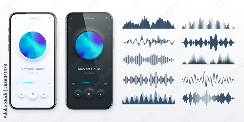 Online audio player user interface, smartphone app UI design. Music ...