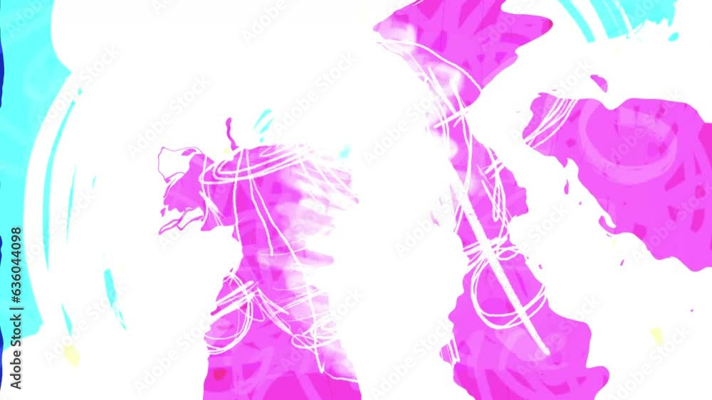 Chaotic animation with highlights and hand-drawn ink strokes. Flashes ...