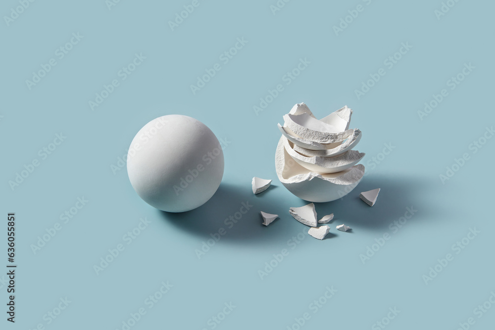 Plaster sphere and pieces of broken one stacked in a pile. Stock Photo ...