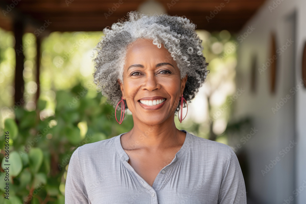 Beautiful senior African-American or black woman in her sixties ...