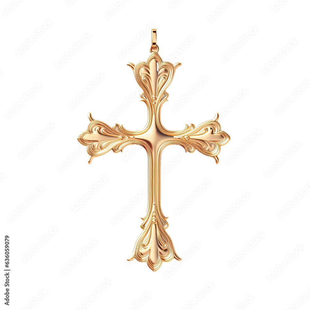 Gold cross depicted on transparent background for ornamentation Stock ...