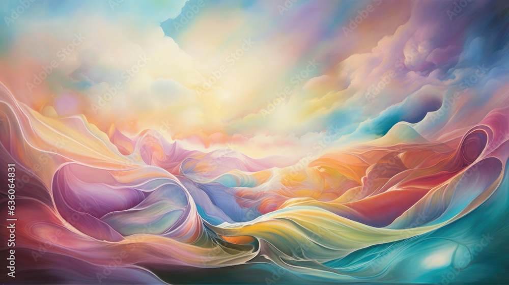An abstract landscape of swirling colors that intensifies and fades ...