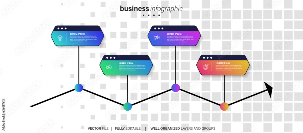 Business information display Process chart Abstract element of the ...