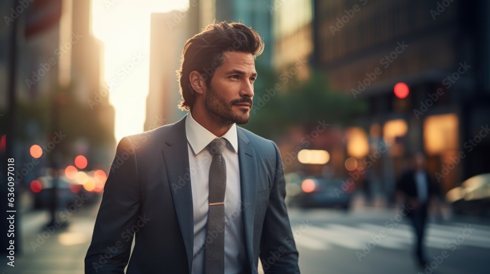 portrait of a handsome smiling white young american businessman boss in ...