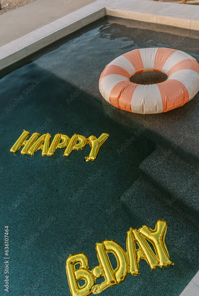 happy birthday pool party Stock Photo | Adobe Stock