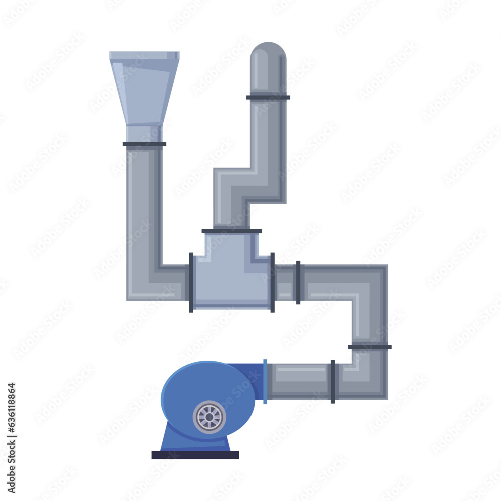 Ventilation pipe vector. Vent, metal air ducts, tube for factories, air ...