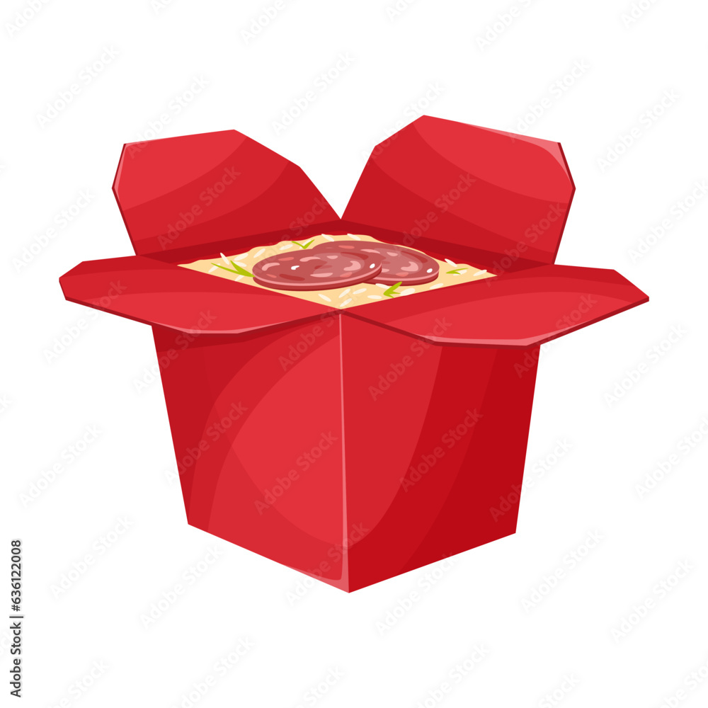 Takeaway carton box with Chinese noodles vector illustration. Cartoon ...