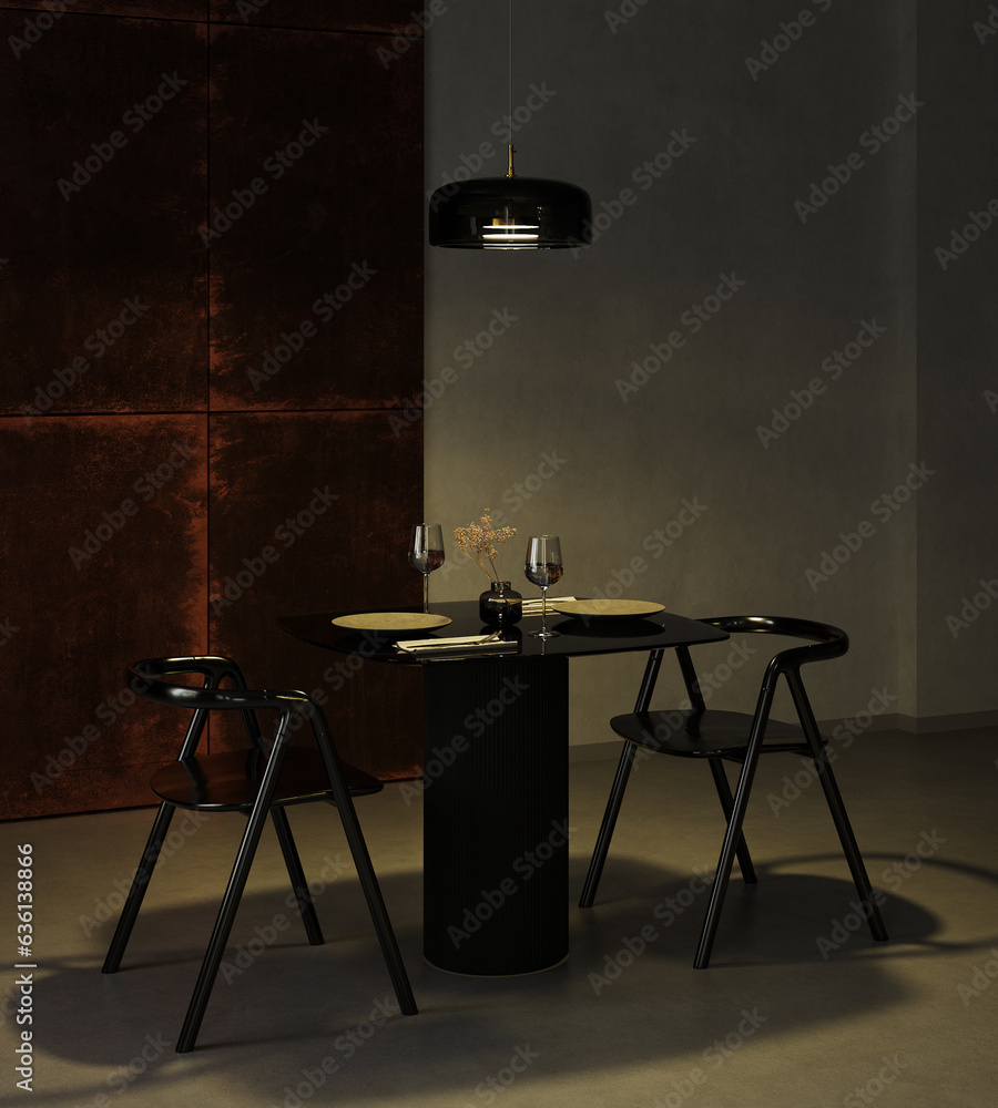 Table in luxury restaurant with low light, fine dining concept Stock ...