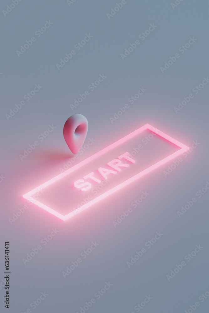 neon start button with location icon Stock Illustration | Adobe Stock