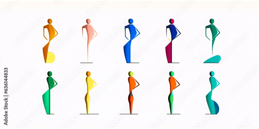 Collection of minimalist logos with human figures. Ideal for a variety ...