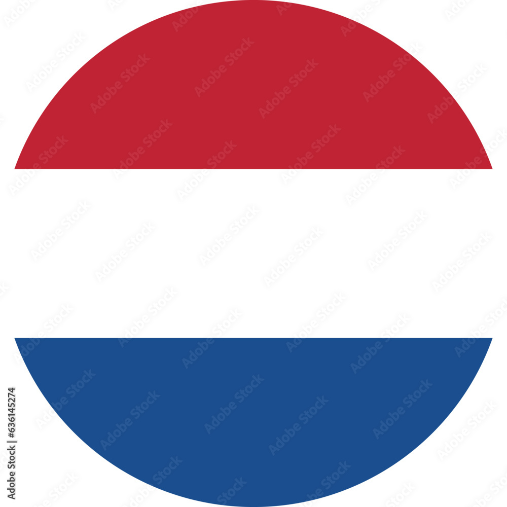 Round flag of the Netherlands . Netherlands round button flag vector ...