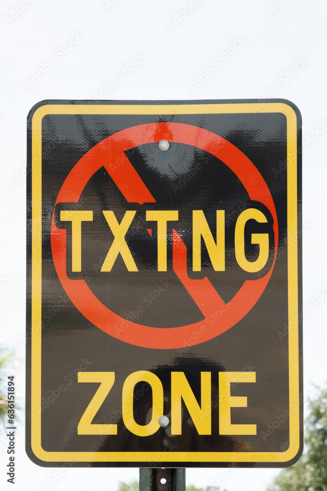 No Texting Driving Safety Sign Stock Photo | Adobe Stock