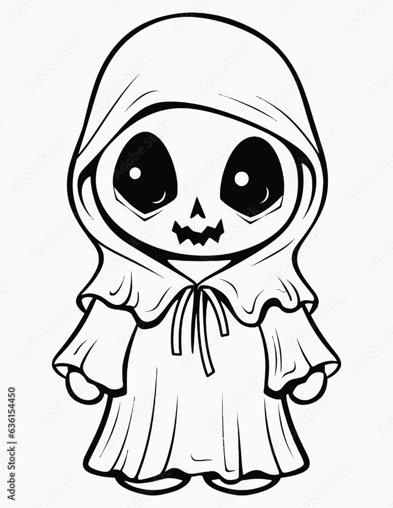 Creepy kawaii Halloween coloring page for kids, candies popsicle ...