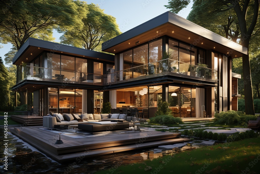 stylish American Mid-Century Modern home, highlighting clean lines ...