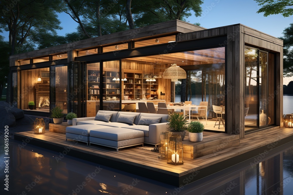 container house with a strong focus on sustainable materials. Use ...