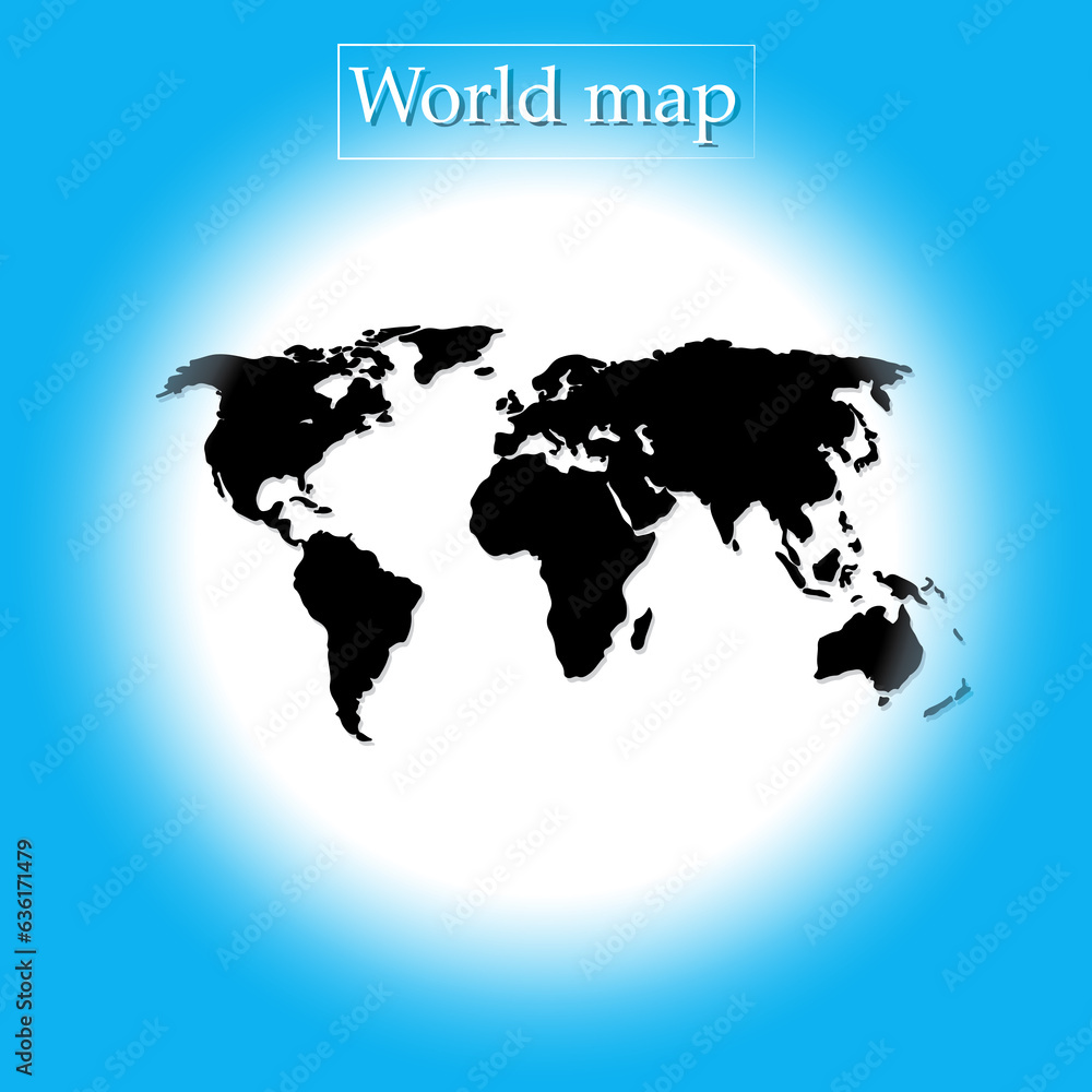 Blue Background World Map Illustration: Global Geographical ...