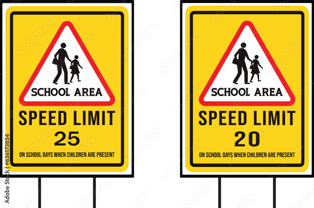 School area road safety sign vector de Stock | Adobe Stock