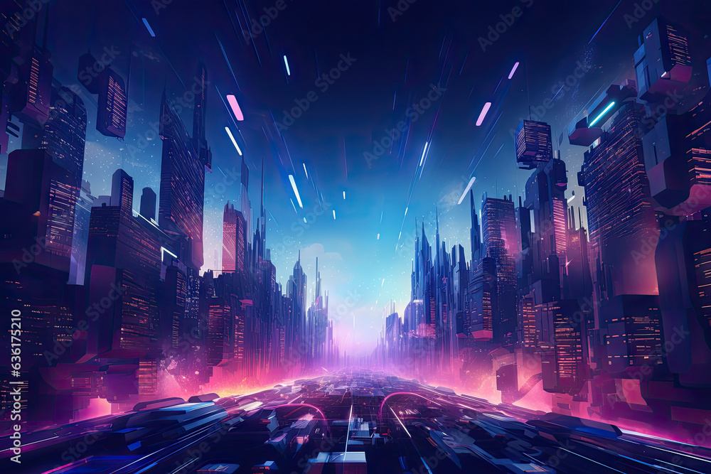 Virtual reality technology world background with VR or AR headset ...