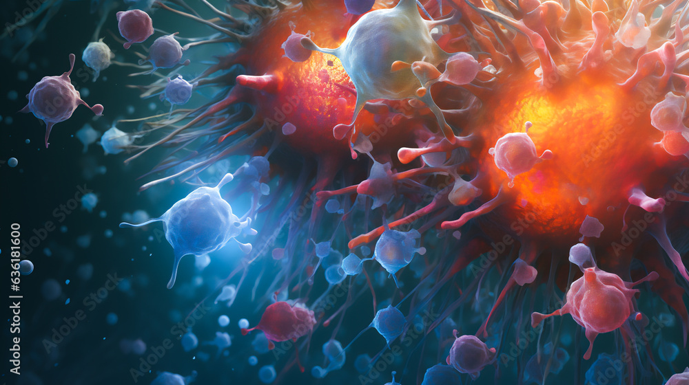 a microscopic view of immune cells interacting with specific antigens ...